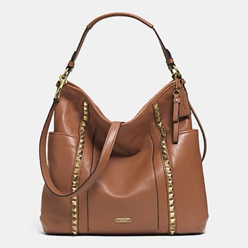 Coach Park Leather Pyramid Stud Hobo (F32898) - Gem